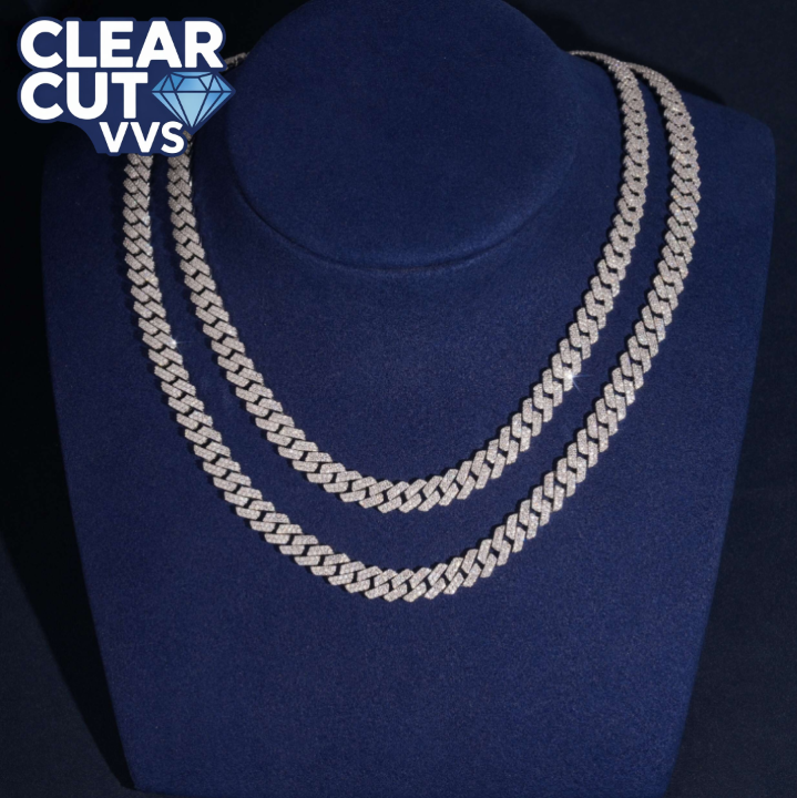 8MM Iced Out VVS Moissanite Cuban Link Chain | 925 Solid Silver | Pass ...
